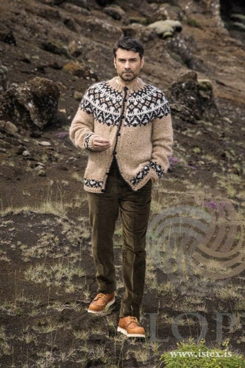 Vindur - Beige wool cardigan button - Knitting Kit