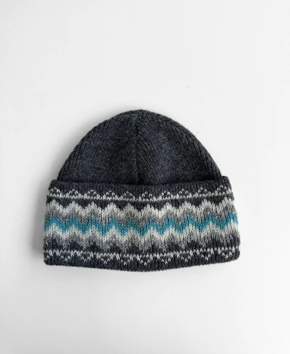 Varma wool hat dark grey and blue | Icelandic Wool Accessories | Wool ...