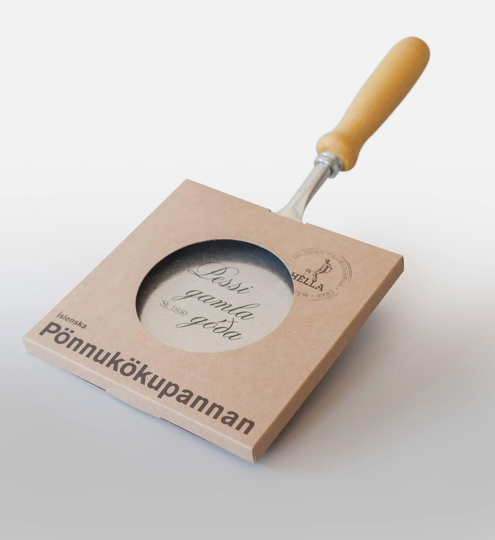 Traditional Icelandic Pancake Pan with Wooden Handle Pönnuköku pan