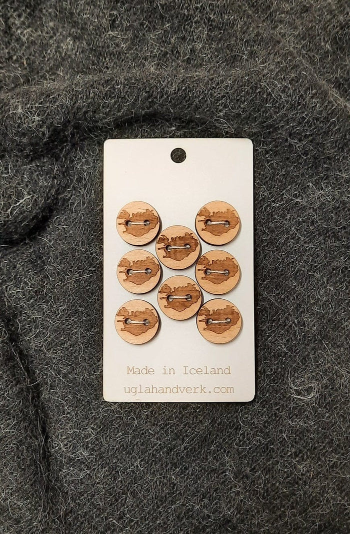 Laser Engraved Wooden buttons. Map outline of Iceland. Icelandic theme ...