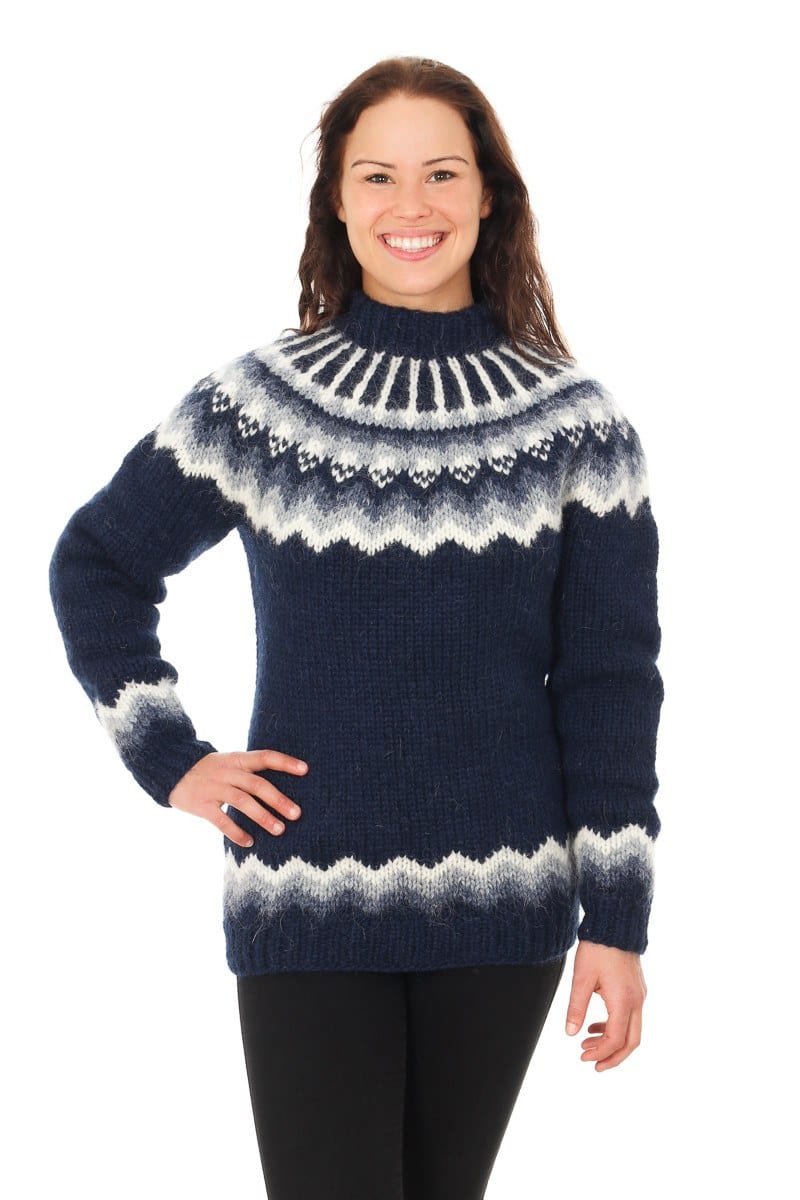 Særún Dark Blue Icelandic Sweater - Authentic Wool | Hand-Knitted