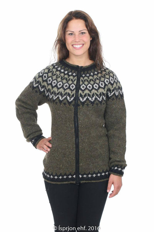 Icelandic Hand Knit women´s Zipper wool Cardigan Sweaters| Customized ...