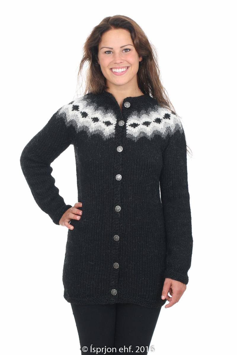 Sif - Icelandic Wool Cardigan - Black | The Icelandic Store