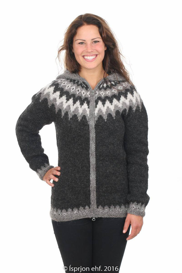 Icelandic hand-knitted women´s zip up wool sweaters hoodies| Customized ...
