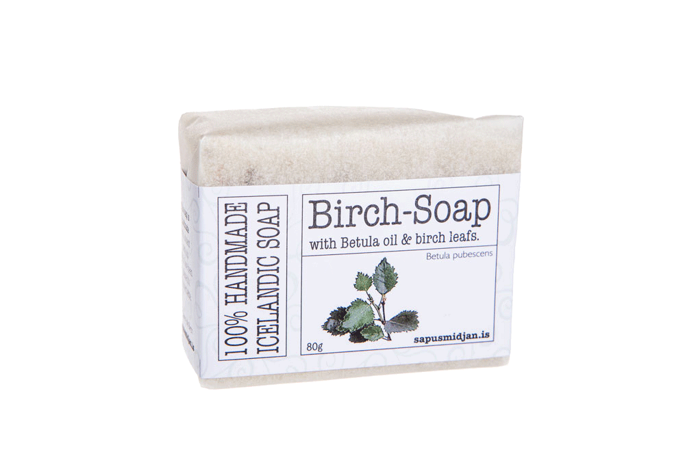 Handmade Birch Soap Bar with Icelandic birch leaves. Soap from Iceland