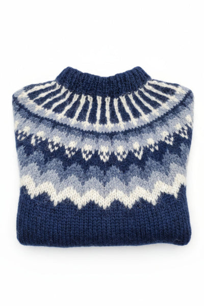 Fennrir - Icelandic handknitted wool Jumper Sweater - Navy Blue