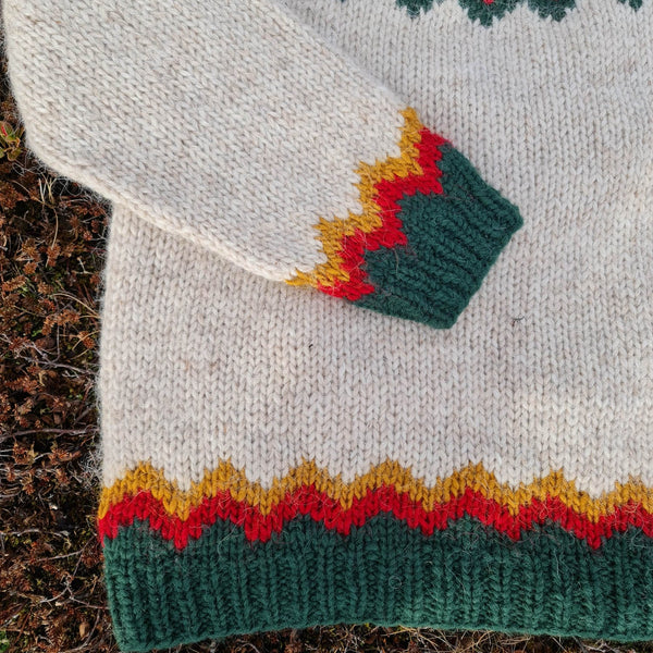 Heimdallur Icelandic Sweater - Beige | Authentic Hand-knitted Woolen ...